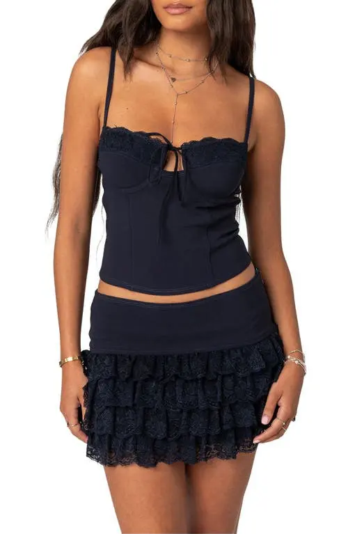 EDIKTED Maisie Lacey Cupped Corset - Navy