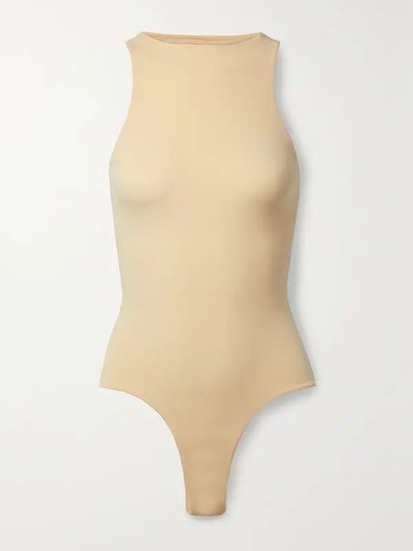 SKIMS Fits Everybody Stretch-satin Jersey Thong Bodysuit