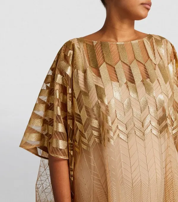 Marina Rinaldi Metallic Zigzag Midi Dress