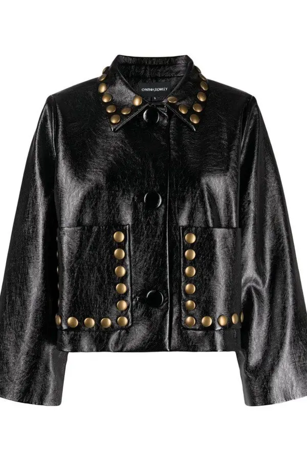 Cynthia Rowley Studded Vegan Leather Jacket