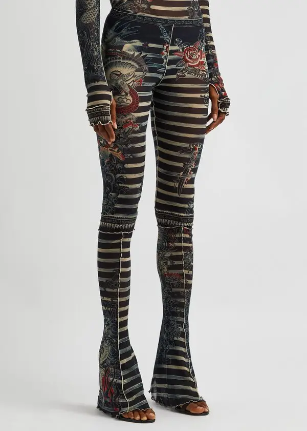 Jean Paul Gaultier Sailor Tattoo Flared Tulle Leggings