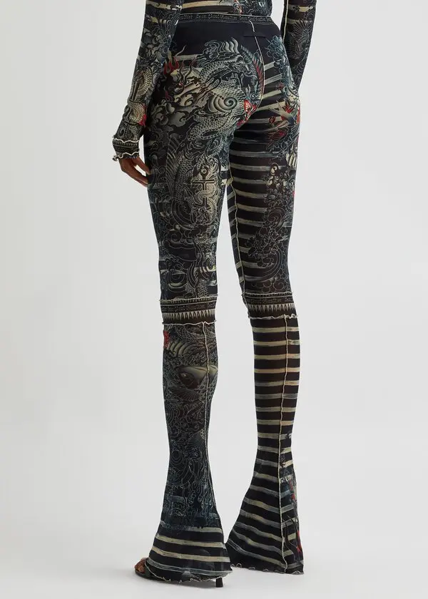 Jean Paul Gaultier Sailor Tattoo Flared Tulle Leggings