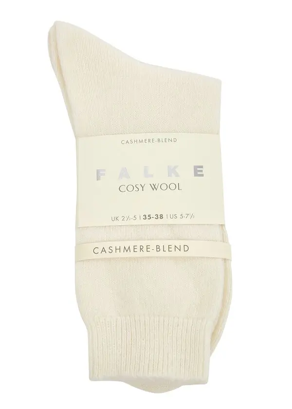 Falke Cosy Wool-blend Socks - Off White
