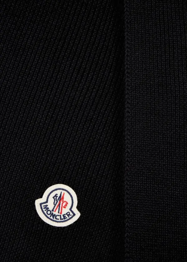 Moncler Logo Ribbed Wool Scarf