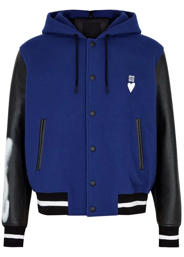 Givenchy X Chito Logo Panelled Wool-Blend Varsity Jacket In Black