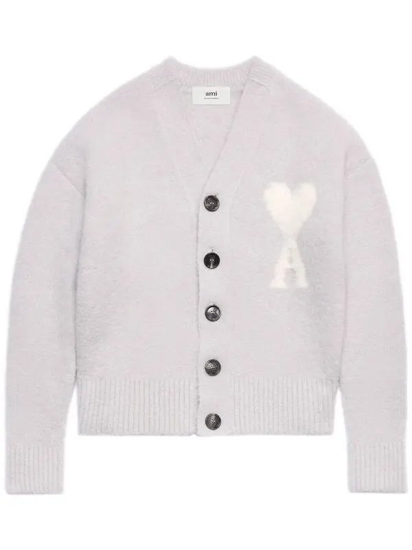 AMI Paris De Coeur Cardigan - Neutrals