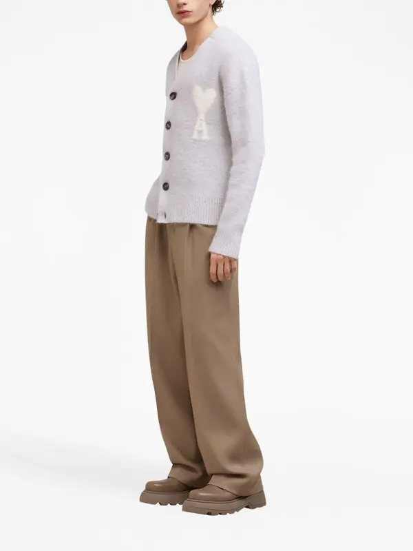 AMI Paris De Coeur Cardigan - Neutrals