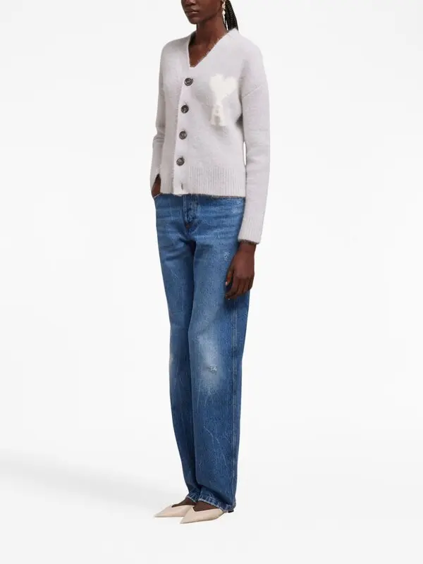 AMI Paris De Coeur Cardigan - Neutrals