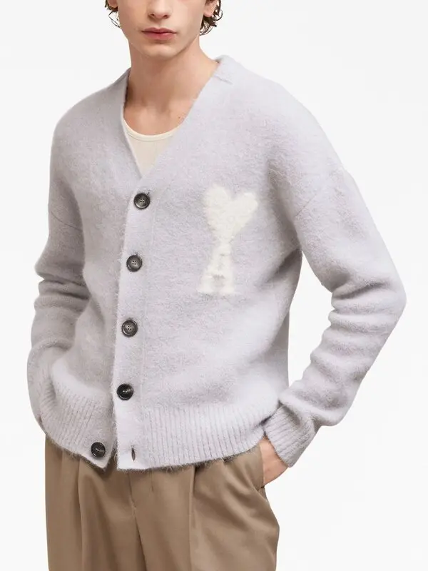 AMI Paris De Coeur Cardigan - Neutrals