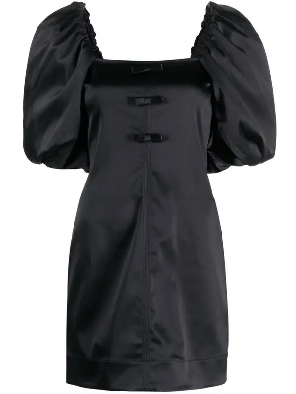 GANNI Bow-detail Satin Minidress