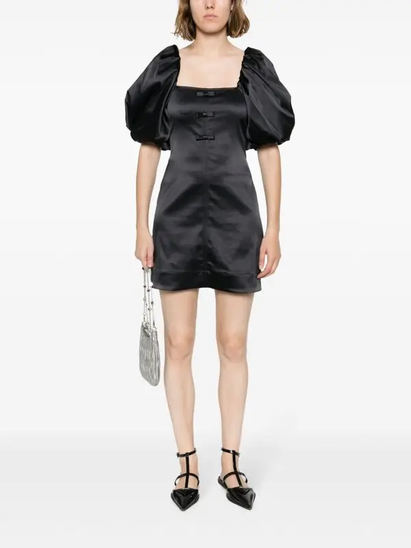 GANNI Bow-detail Satin Minidress