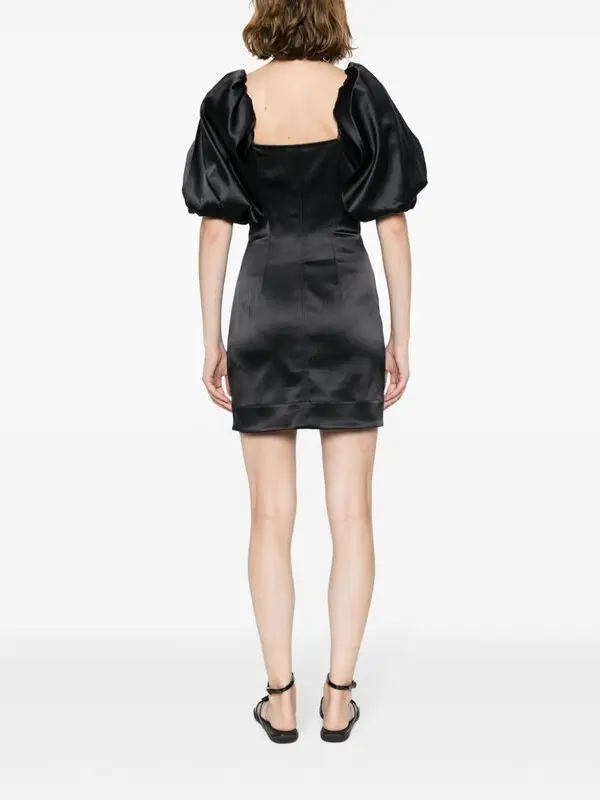 GANNI Bow-detail Satin Minidress