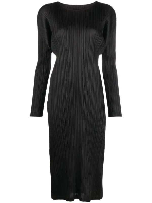 Issey Miyake September Plissé-satin Midi Dress
