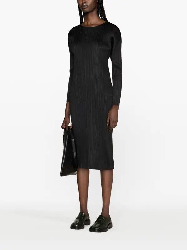 Issey Miyake September Plissé-satin Midi Dress
