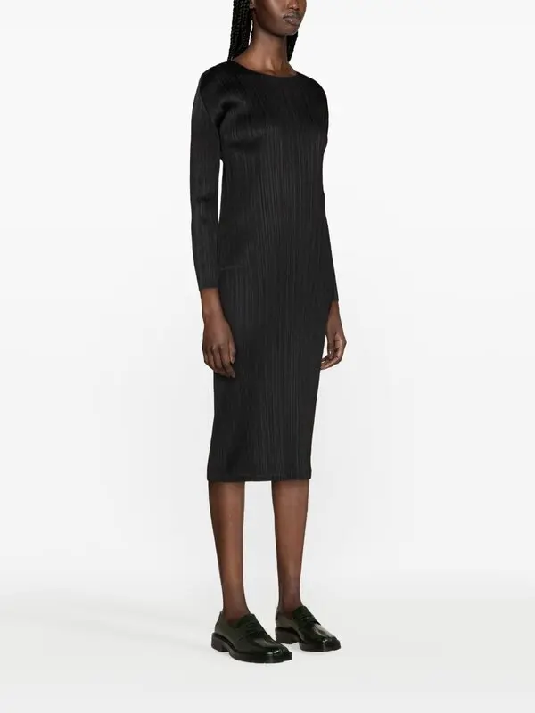 Issey Miyake September Plissé-satin Midi Dress