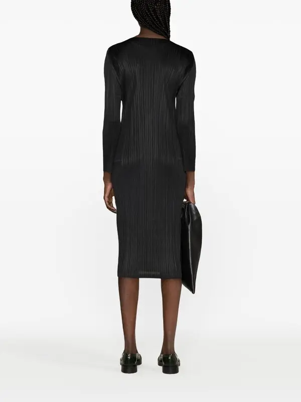 Issey Miyake September Plissé-satin Midi Dress