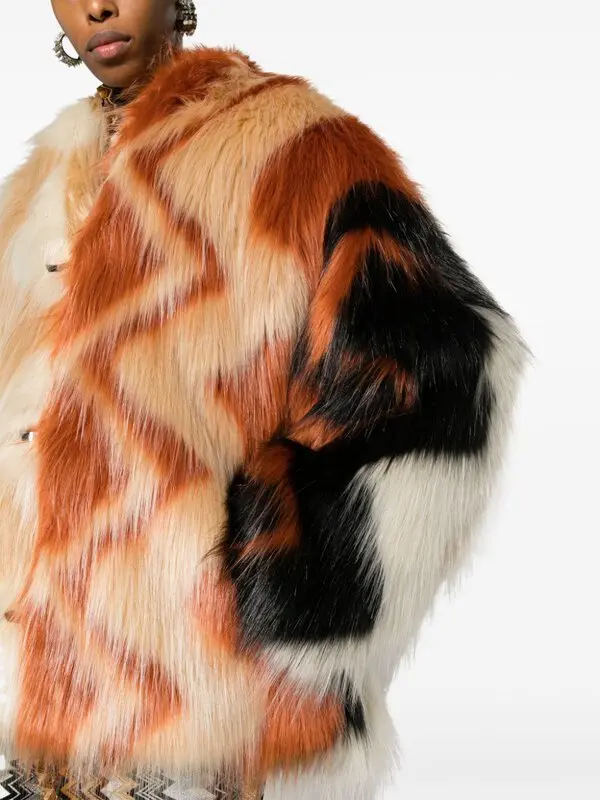 Missoni Zigzag Faux Fur Coat - Orange | Editorialist