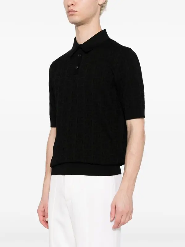 Dolce & Gabbana Monogram-jacquard Silk Polo Shirt - Black
