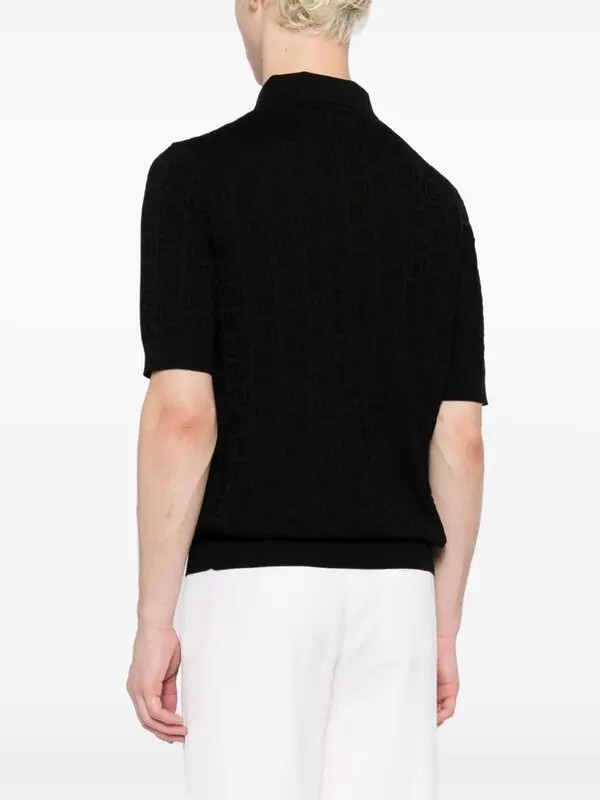 Dolce & Gabbana Monogram-jacquard Silk Polo Shirt - Black