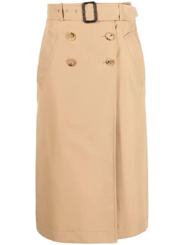 Moschino High-waisted Belted Midi Skirt - Brown
