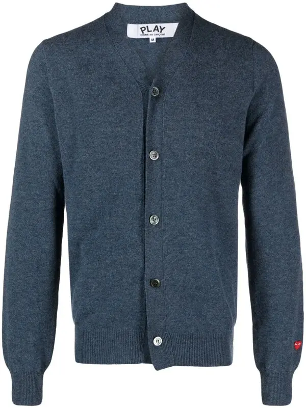 Play Comme Des Garcon V-neck Buttoned Cardigan - Blue