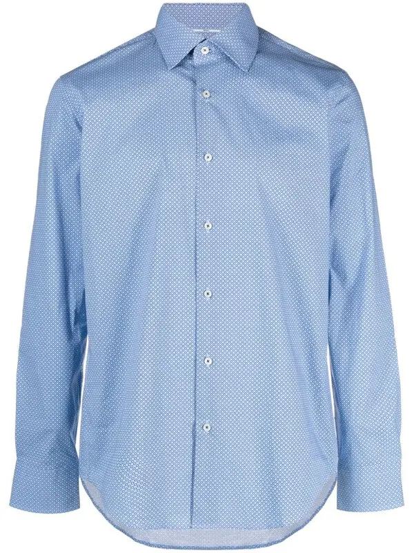 BOSS Graphic-print Long-sleeve Shirt - Blue