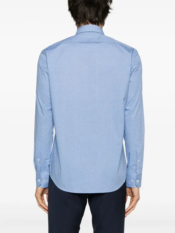 BOSS Graphic-print Long-sleeve Shirt - Blue