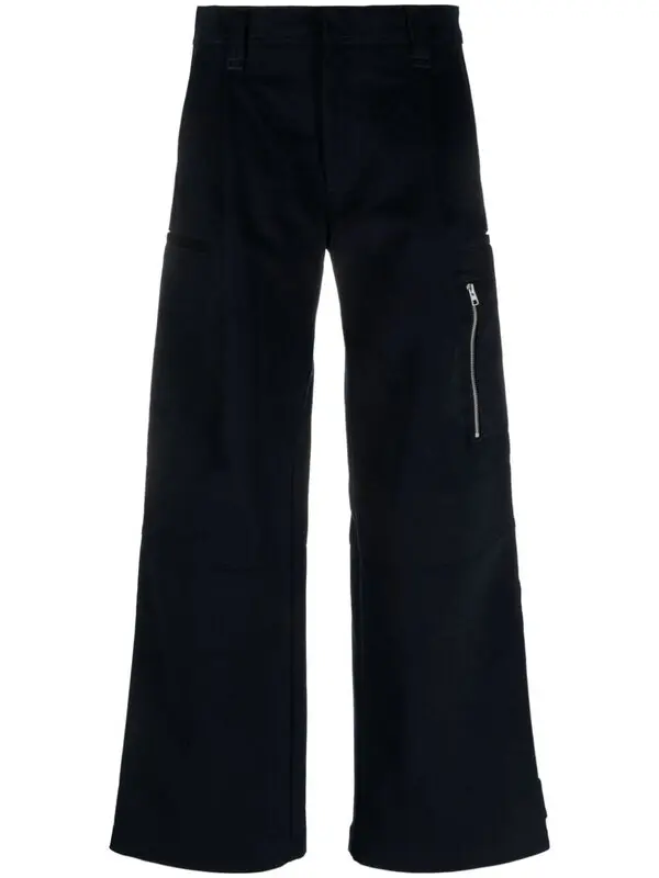 AMI Paris Wide-leg Cotton Trousers - Blue