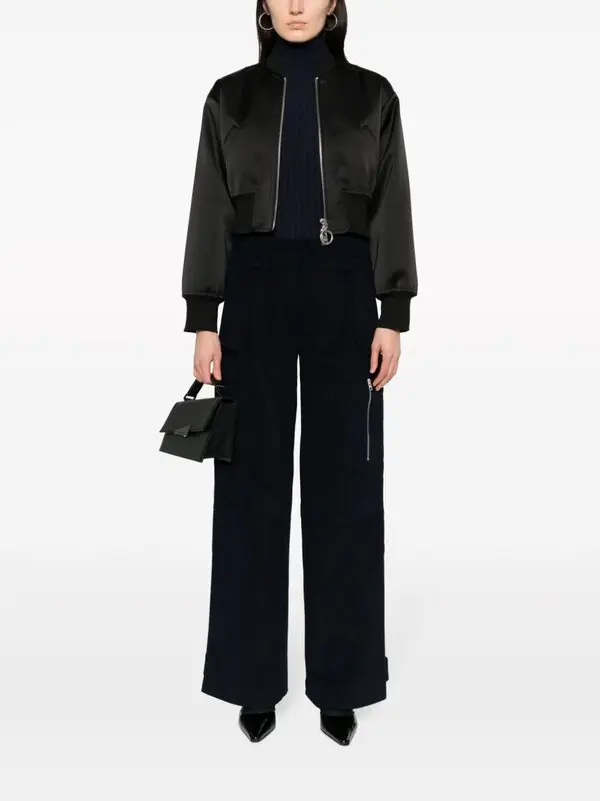 AMI Paris Wide-leg Cotton Trousers - Blue