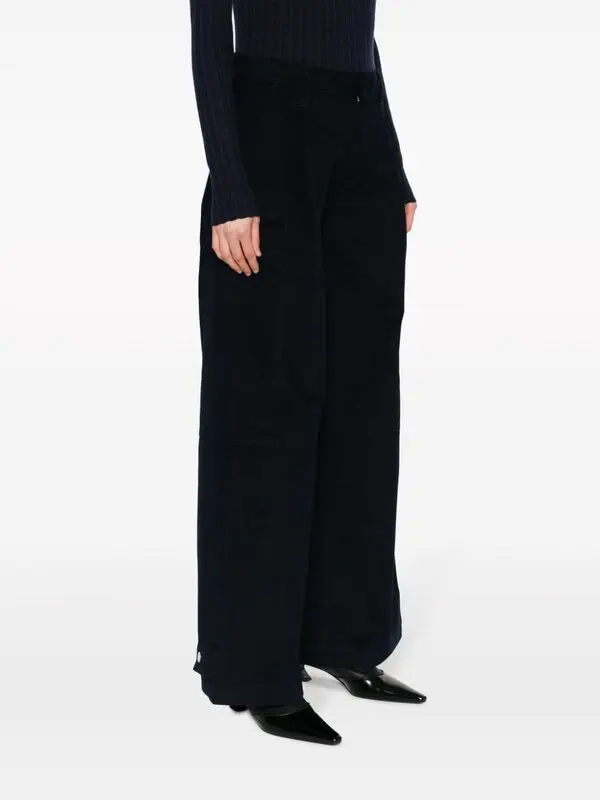 AMI Paris Wide-leg Cotton Trousers - Blue
