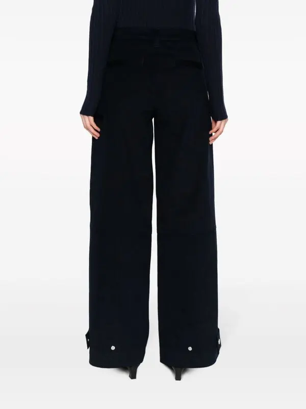 AMI Paris Wide-leg Cotton Trousers - Blue