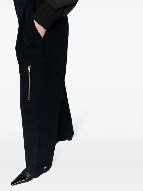 AMI Paris Wide-leg Cotton Trousers - Blue