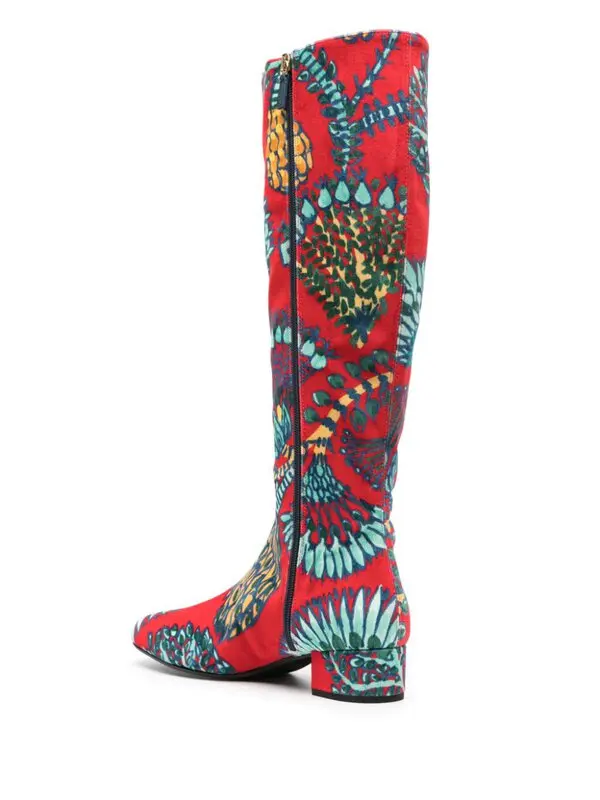 La DoubleJ Edie Velvet Boots - Red