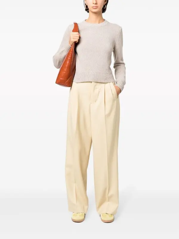AMI Paris Wide-leg Tailored Trousers - Neutrals