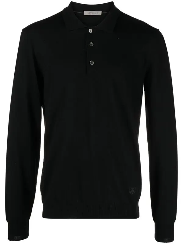 Corneliani Virgin Wool Polo Sweater - Black