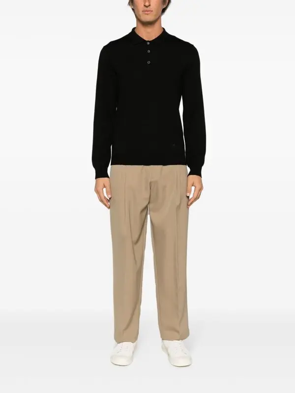 Corneliani Virgin Wool Polo Sweater - Black
