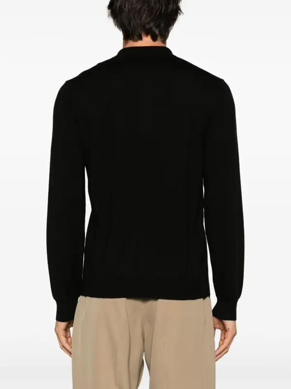 Corneliani Virgin Wool Polo Sweater - Black