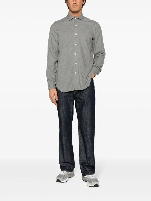 BARBA NAPOLI Check-print Cotton Shirt - Grey