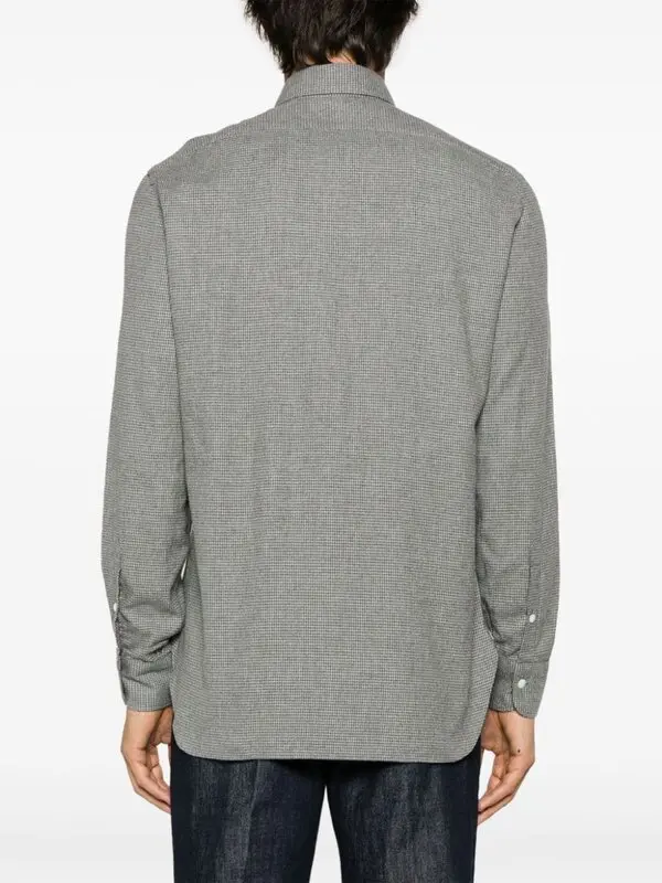 BARBA NAPOLI Check-print Cotton Shirt - Grey