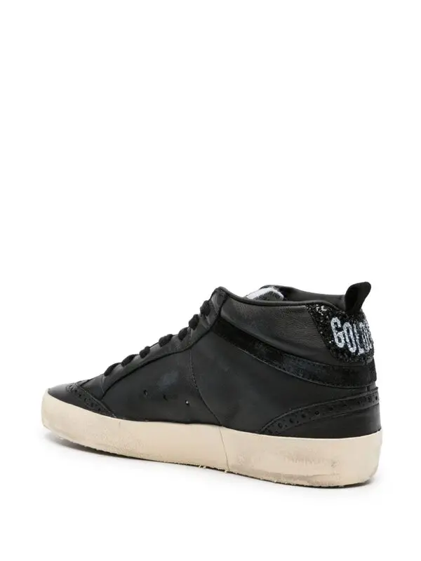 GOLDEN GOOSE Mid-star Leather Sneakers - Black