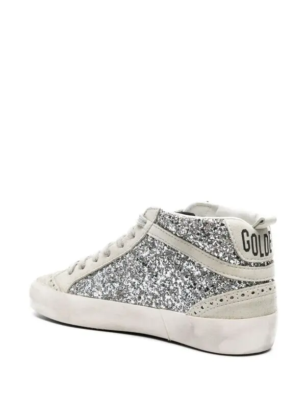 GOLDEN GOOSE Mid-star Glitter Sneakers - Silver