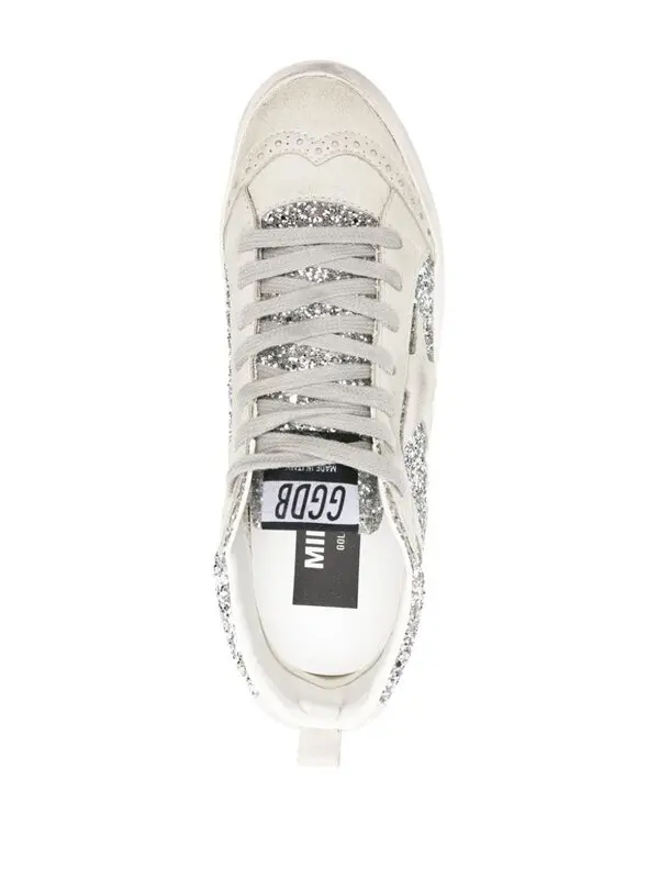 GOLDEN GOOSE Mid-star Glitter Sneakers - Silver