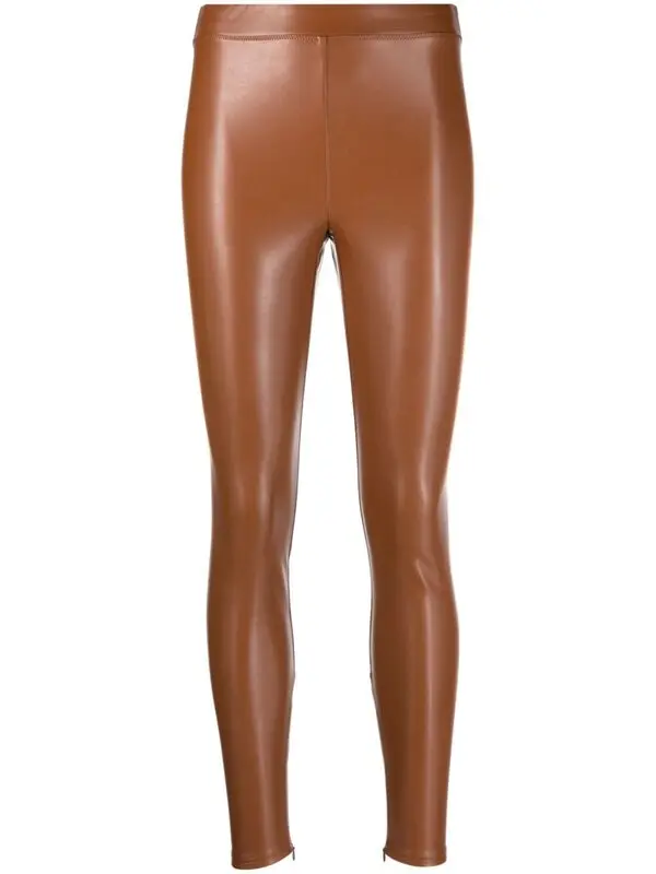 Michael Kors Ankle-zip Faux-leather Leggings - Brown
