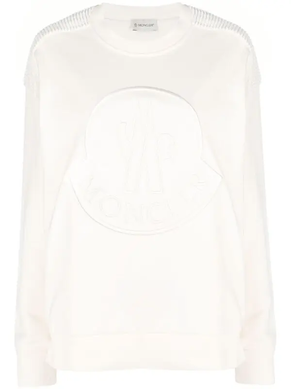 Moncler Logo-patch Cotton Sweatshirt - Neutrals