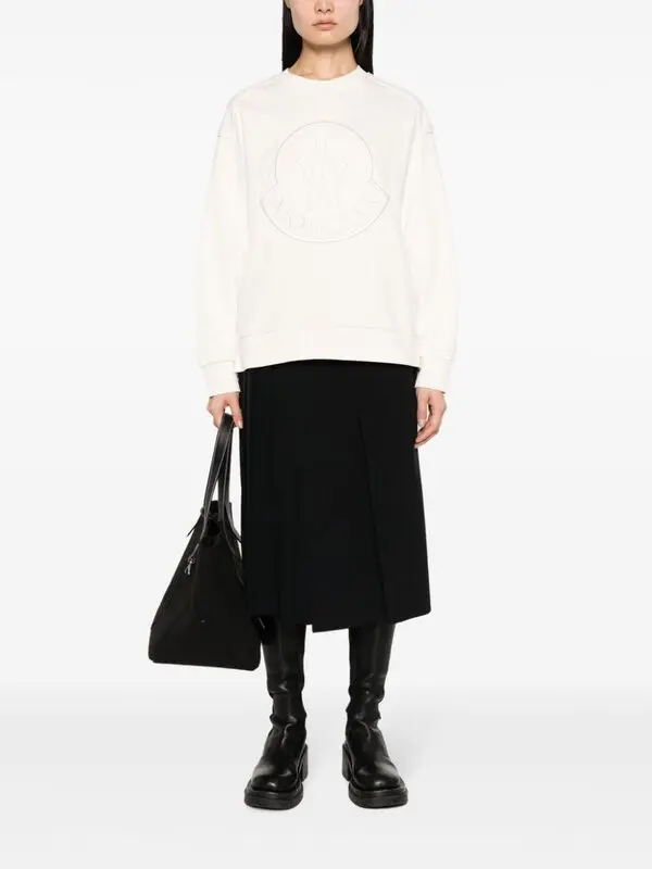 Moncler Logo-patch Cotton Sweatshirt - Neutrals