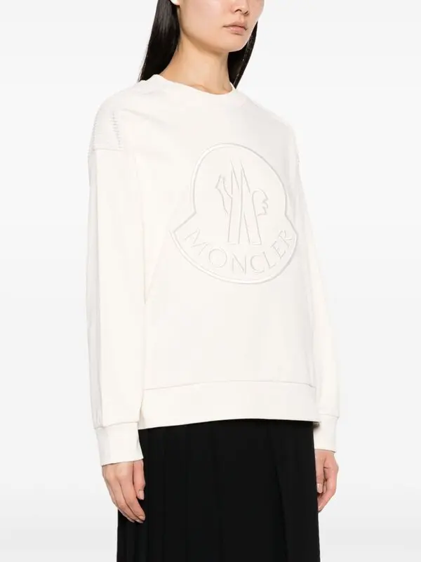 Moncler Logo-patch Cotton Sweatshirt - Neutrals