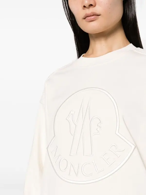 Moncler Logo-patch Cotton Sweatshirt - Neutrals