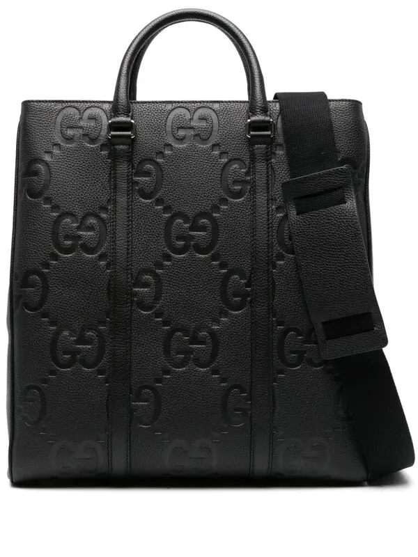 Gucci Medium Jumbo Gg Leather Tote - Black