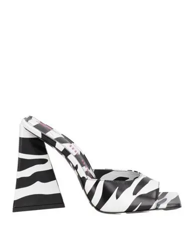 Attico Zebra-print Leather Slide Sandals - White