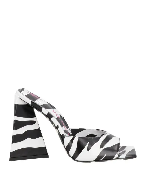 Attico Zebra-print Leather Slide Sandals - White